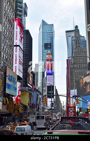 Looking south from Times Square in Midtown Manhattan. Known as the ...