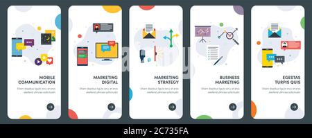Smartphone ui set with data business graphs for mobile app. Interface ...