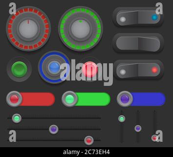 On Off switches sliders buttons icon set isolated on white background Stock Vector Image & Art ...