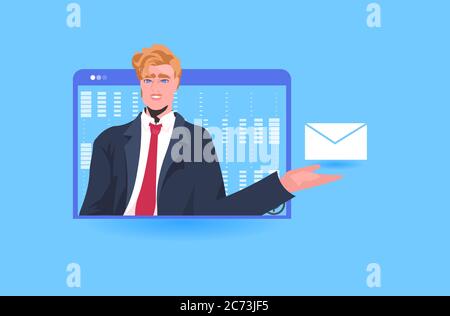 Man having online stream or online call. Communication and social media ...