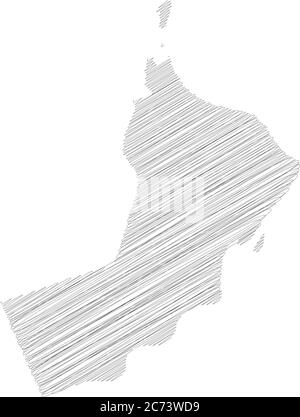 Scribble map of Oman. Sketch Country map for infographic, brochures and ...