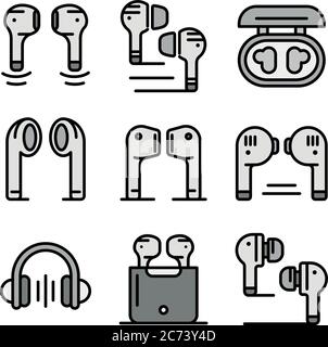 Set of Linear Bluetooth Vector Icons, Icon Sheet Stock Vector Image ...