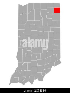 Map of DeKalb in Indiana Stock Photo - Alamy