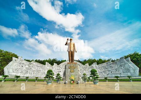 Pleiku, Vietnam - 11 July 2020: Buddha statues, architectural details ...