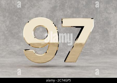 97 gold number digit metal 3d render illustration Stock Photo - Alamy