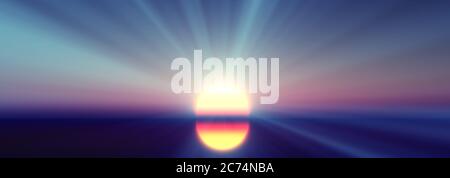 sunset calmly sea sun ray 3d render illustration Stock Photo - Alamy