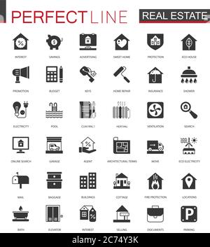 Realtor icons set. Outline set of realtor vector icons neon color on ...