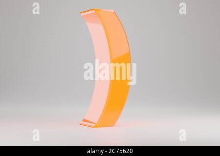 Neon 3d round bracket symbol. Yellow neon sign isolated on white ...