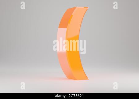 Neon 3d round bracket symbol. Yellow neon sign isolated on white ...