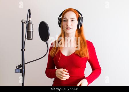 The singer kneads her articular apparatus before singing Stock Photo ...