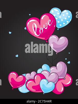 Heart balloons in the sky sketch Stock Vector Image & Art - Alamy