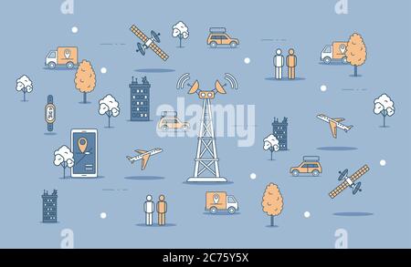 Communication tower. Telecom relay antenna with mobile phone signal ...