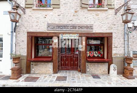 A shop in the medieval town of Provins selling medieval armour and ...