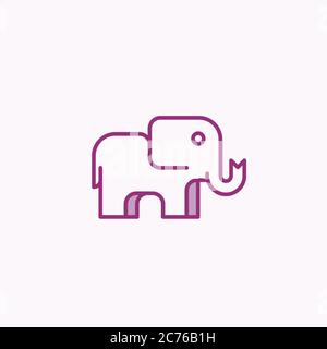 Funny elephant line icon concept. Funny elephant flat vector symbol ...