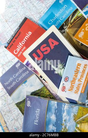 Folding United States Travel Maps Stock Photo - Alamy