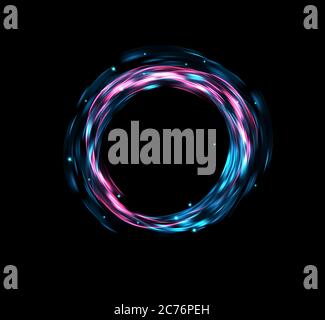 Neon light circle frame on dark background. 3D illustration Stock Photo ...