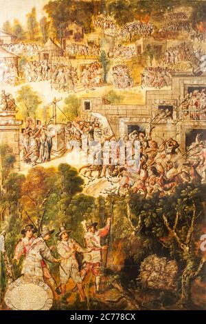 Conquest of the Aztec capital Tenochtitlan by the Spanish army of Stock ...