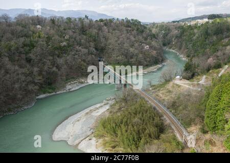 Iida, Nagano, Japan, 04/11/2020 , View of the tenryu gorge from the ...
