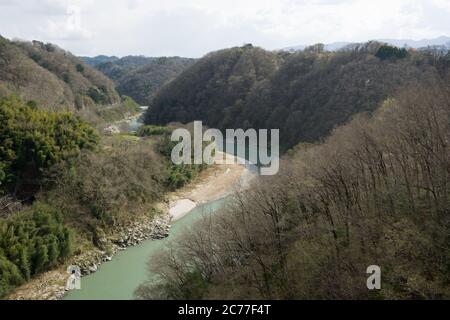Iida, Nagano, Japan, 04/11/2020 , View of the tenryu gorge from the ...