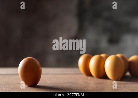 social distancing concept. Checken eggs have one chicken egg is far ...