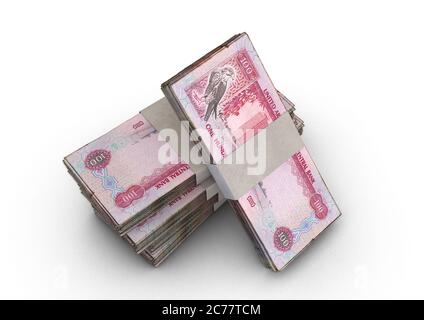 A stack of bundled dirham banknotes on an isolated background Stock ...