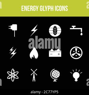 Unique energy vector glyph icon set Stock Vector Image & Art - Alamy