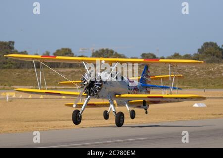 An air to air portrait of two restored 1940's US Navy Boeing Stearman ...