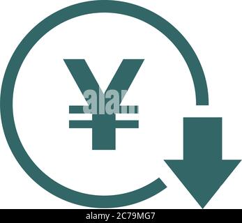 Cost reduction- decrease yuan icon. Vector symbol image isolated on background Stock Vector ...