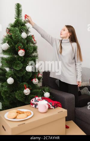 Photo of attractive nice thoughtful girl bob hairdo wear khaki overall ...