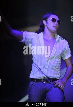 Aaron Behrens of Ghostland Observatory performing at the 2008 San Diego ...