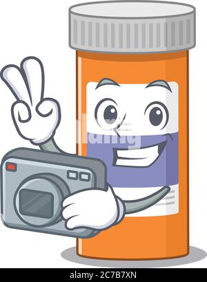 a proficient photographer medicine pills cartoon design concept working ...