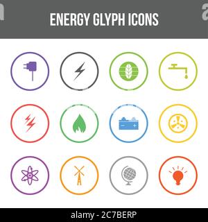 Unique energy vector glyph icon set Stock Vector Image & Art - Alamy