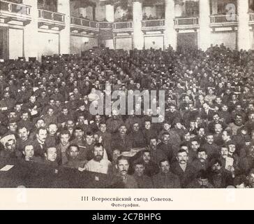 3rd All Russia Congress of Soviets delegates in the conference hall ...