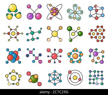 Molecular icons structure. Molecules logo, atom and molecule ...
