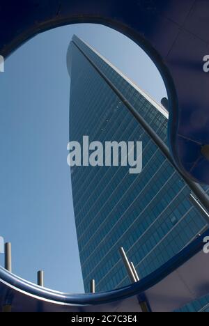 Espacio Tower, view from below. CTBA, Madrid, Spain Stock Photo - Alamy