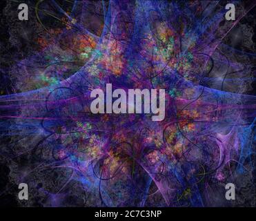 Abstract fractal patterns and shapes. Dynamic flowing natural forms ...