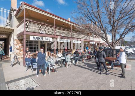 Mudgee high street in Australia with shops and stores and vehicles cars ...