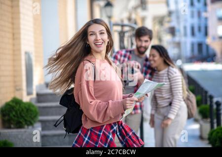 Focus of interest. Girl and guy interested in intellectual activity ...