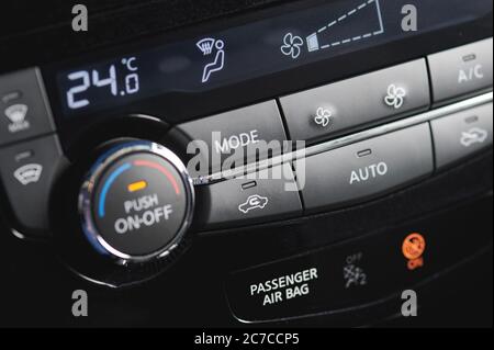 Modern car digital automatic climate control system. Car air ...