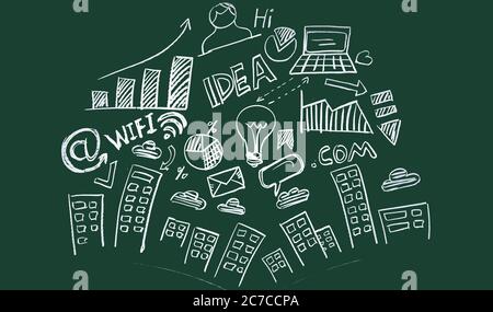 The data analysis in chalk on the blackboard Stock Photo - Alamy