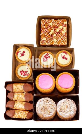 tasty various colorful pastries, isolated, white background Stock Photo ...