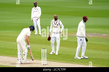 West Indies' captain Roston Chase plays a shot against Australia on day ...