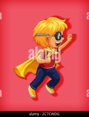Boy wearing superhero with stranglehold in standing position cartoon ...