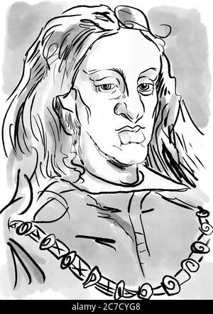 Charles II of spain hand drawn portrait art Stock Photo - Alamy