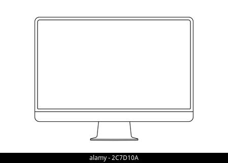 Desktop computer icon, outline stroke. ?solated vector illustration on ...