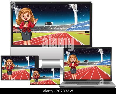 Computer screen template for game with different menu bars illustration ...