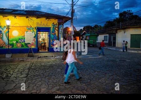 CONCEPCION DE ATACO, EL SALVADOR - APRIL 3, 2016: Colorfuly painted ...