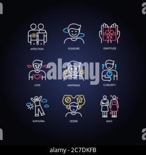 Set of emotional reactions. Negative, positive, neutral reaction. Icon ...