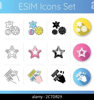 Fine motor skills icons set outline vector. Kids development. Childhood ...