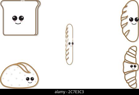Breads cartoon illustration. Cartoons of a sliced bread, french bread ...